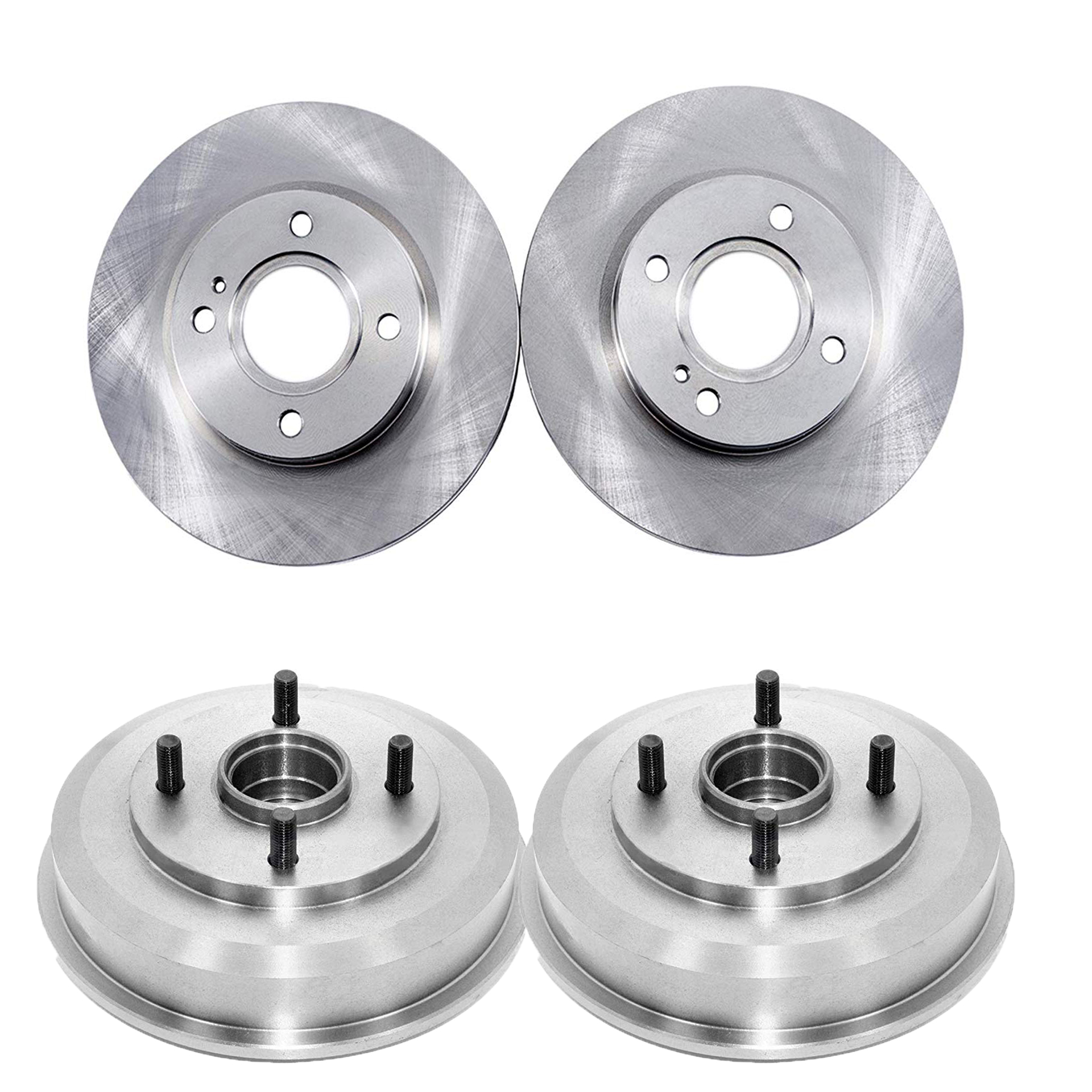 4pc Front Disc Rotors and Rear Brake Drums Kit