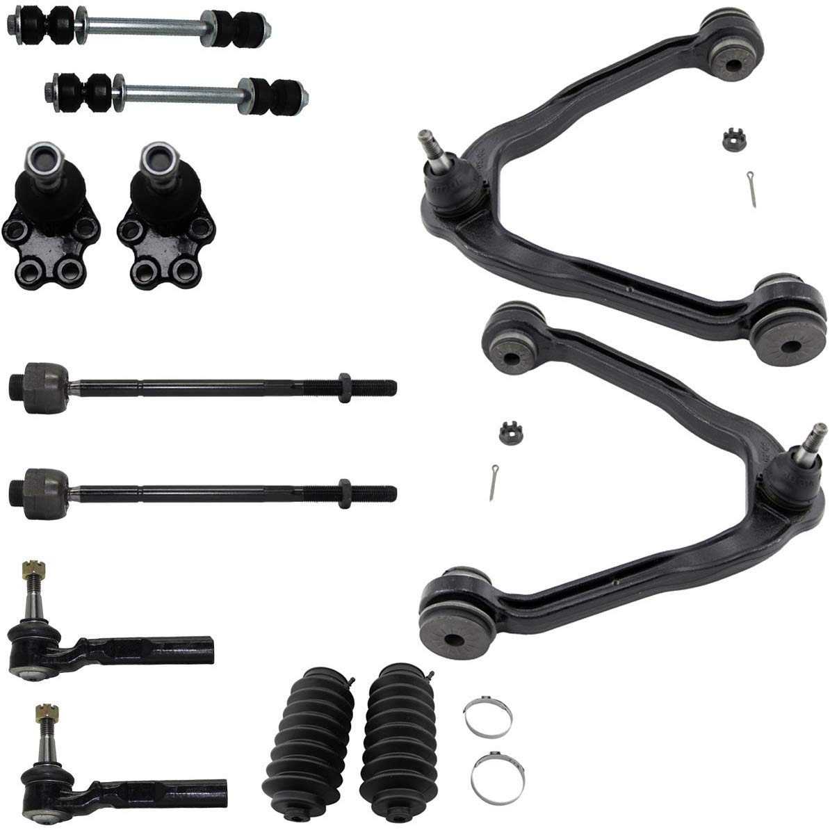 12pc Front Upper Control Arms Lower Ball Joints Tie Rods Suspension Kit