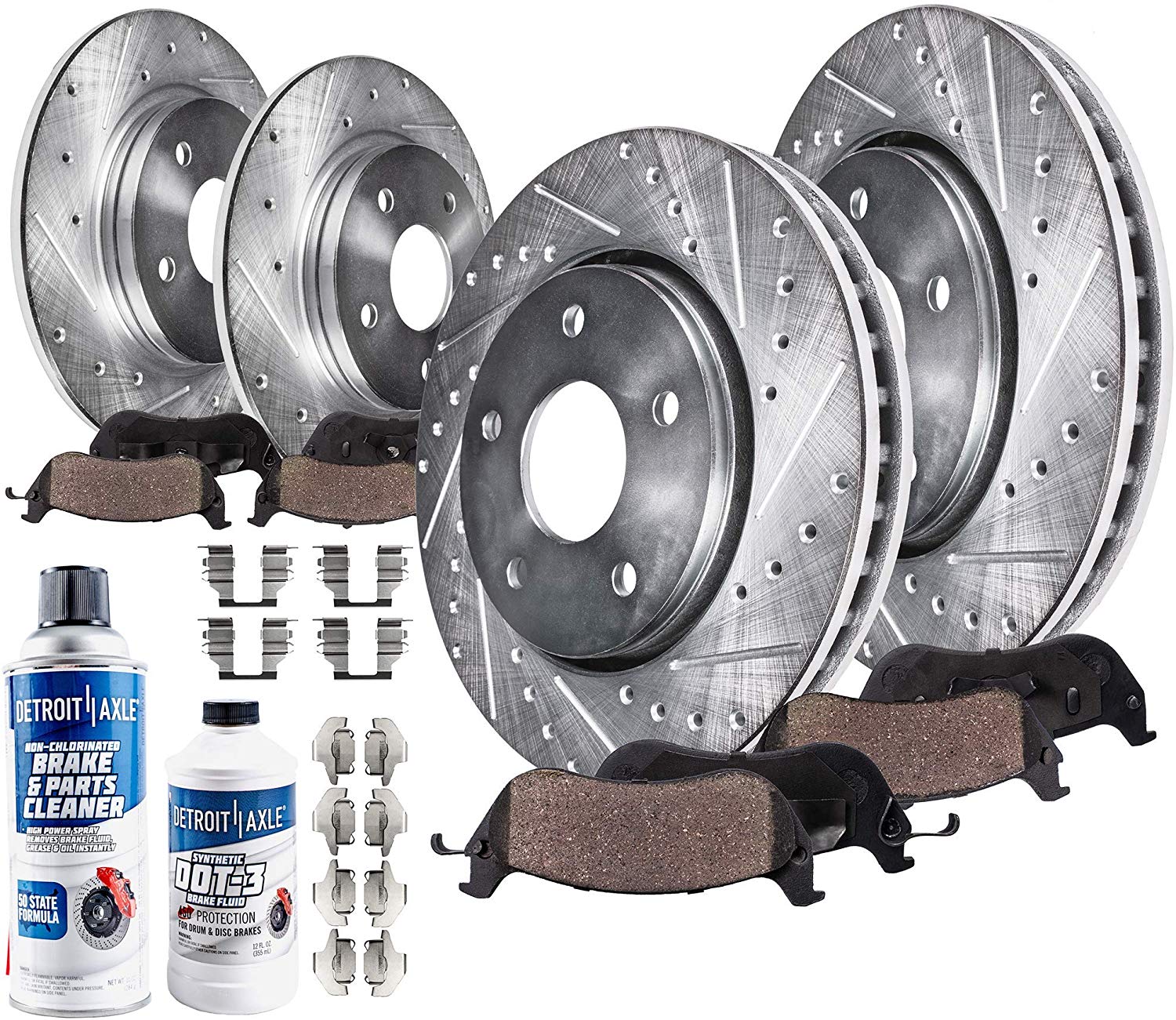 10pc Front & Rear Drilled Slotted Rotors and Ceramic Brake Pads Kit