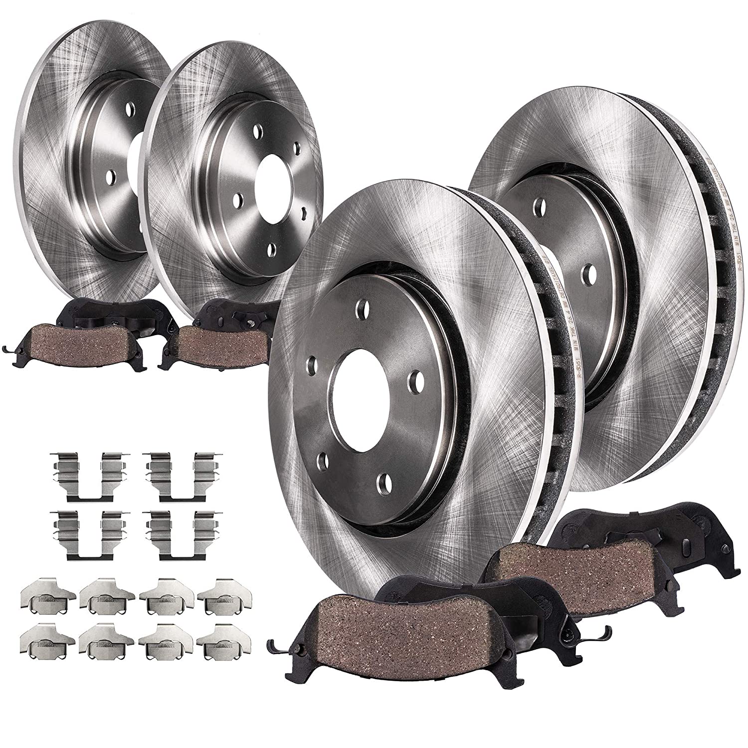 8pc Front & Rear Disc Rotors and Ceramic Brake Pads Kit