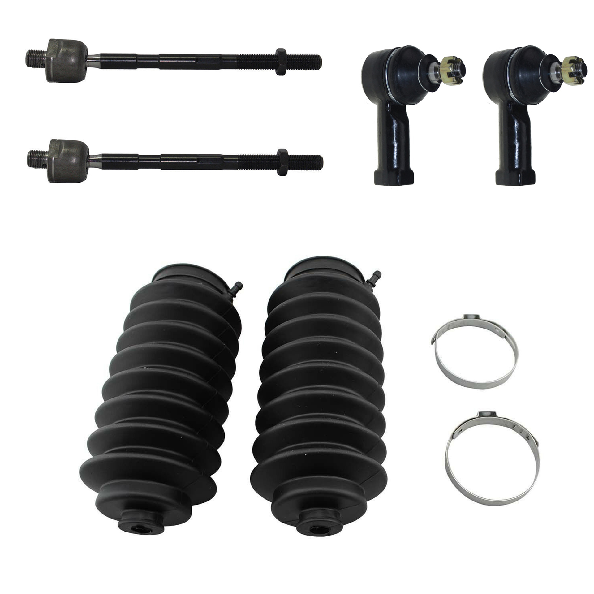 6pc Front Inner Outer Tie Rods Boots Suspension Kit