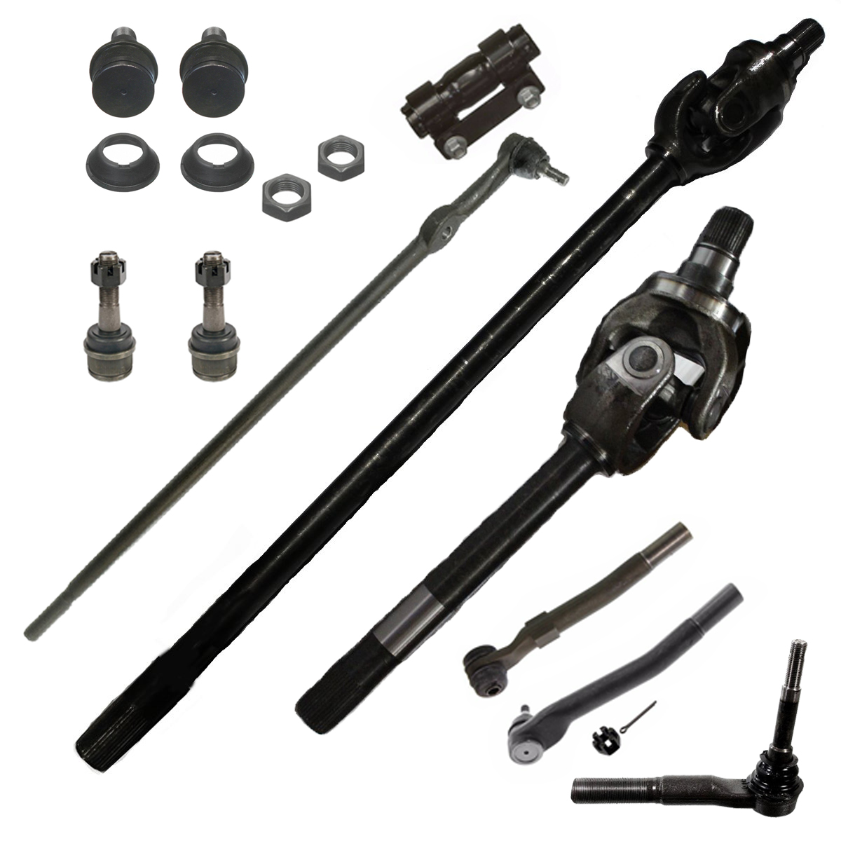 11pc Front CV Axles Ball Joints Tie Rods Adjusting Sleeve Suspension Kit
