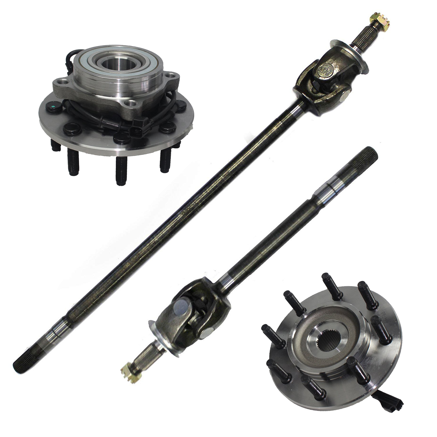 4pc Front U-Joint Axles Wheel Hub and Bearings Kit