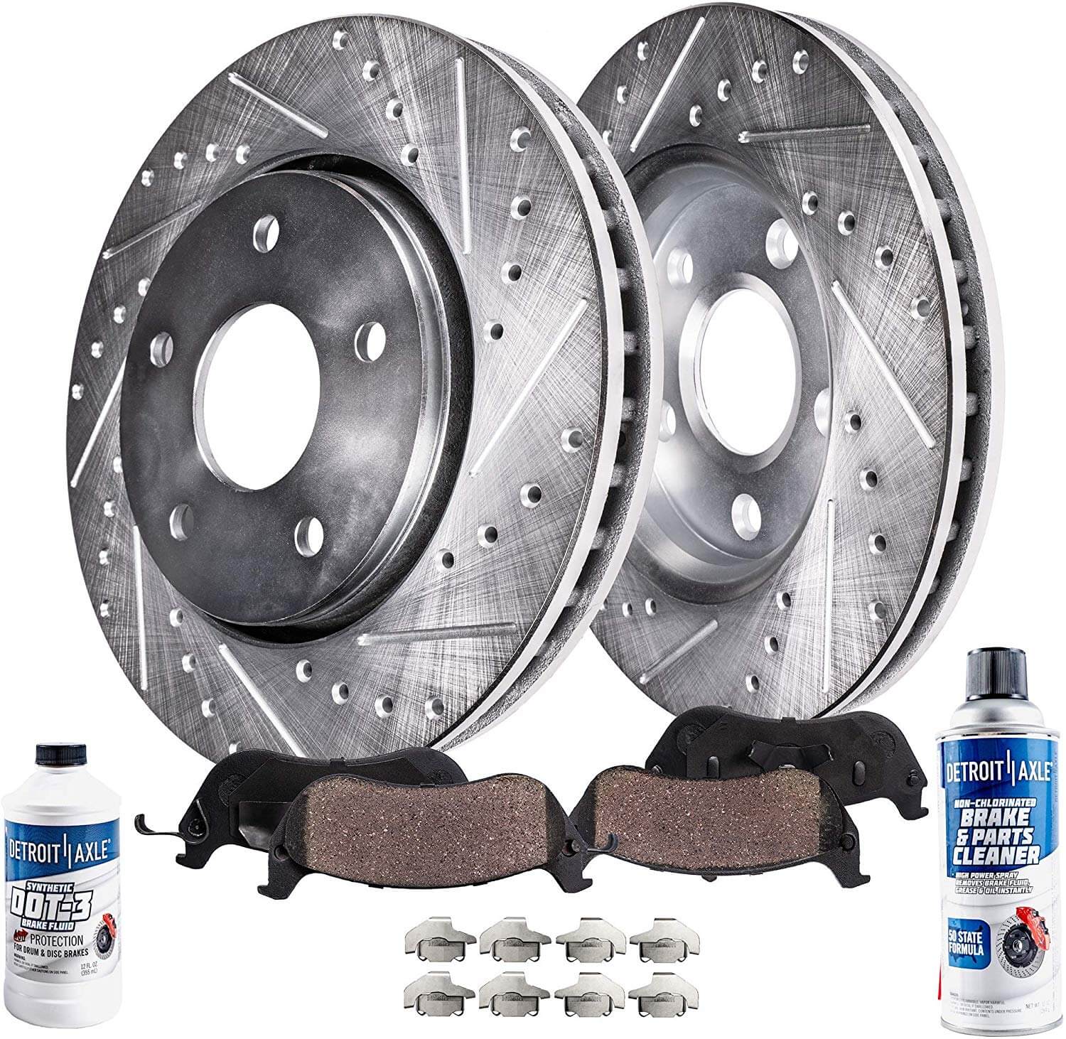 6pc Front Drilled Slotted Rotors and Ceramic Brake Pads Kit